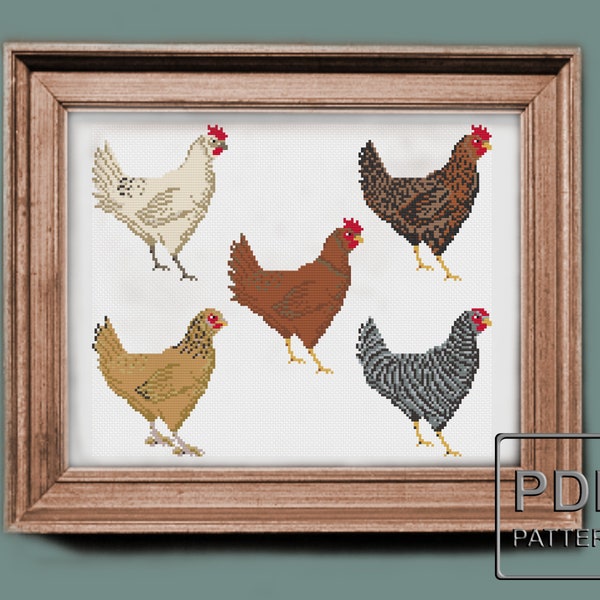 Chicken Cross Stitch - Etsy