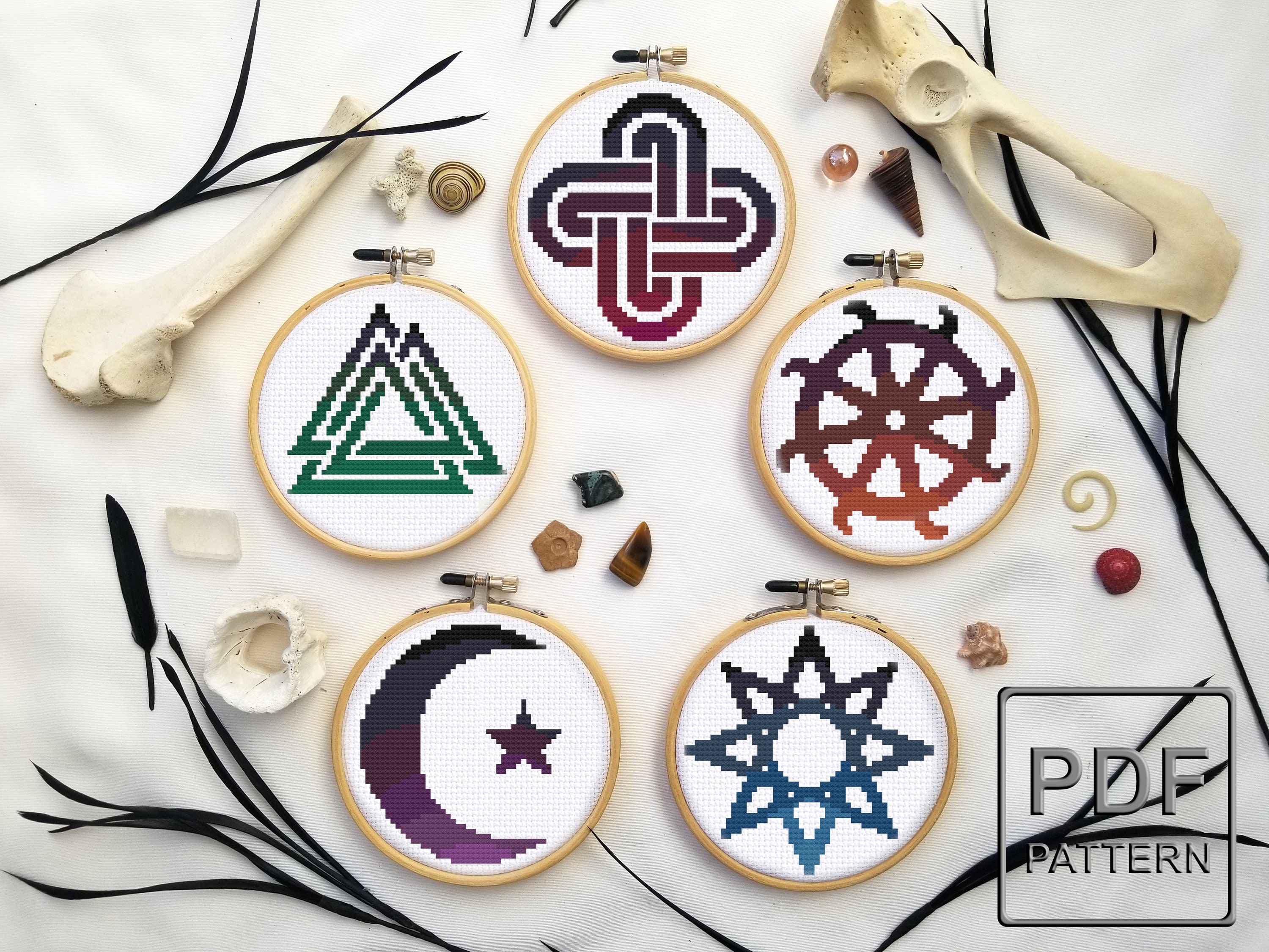 The Valknut, Symbols of Creation PDF Pattern Cross Stitch, Embroidery ...