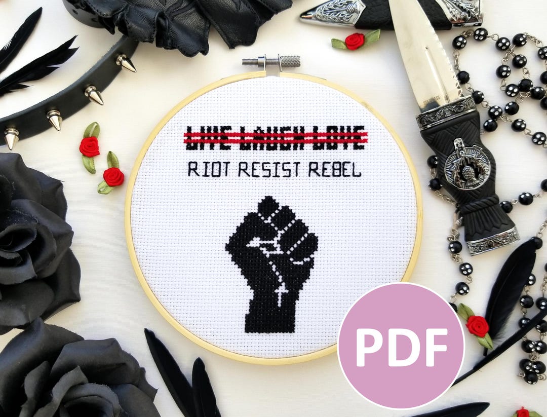 Riot, Resist, Rebel PDF Pattern Cross Stitch, Embroidery, Wall Art - Etsy
