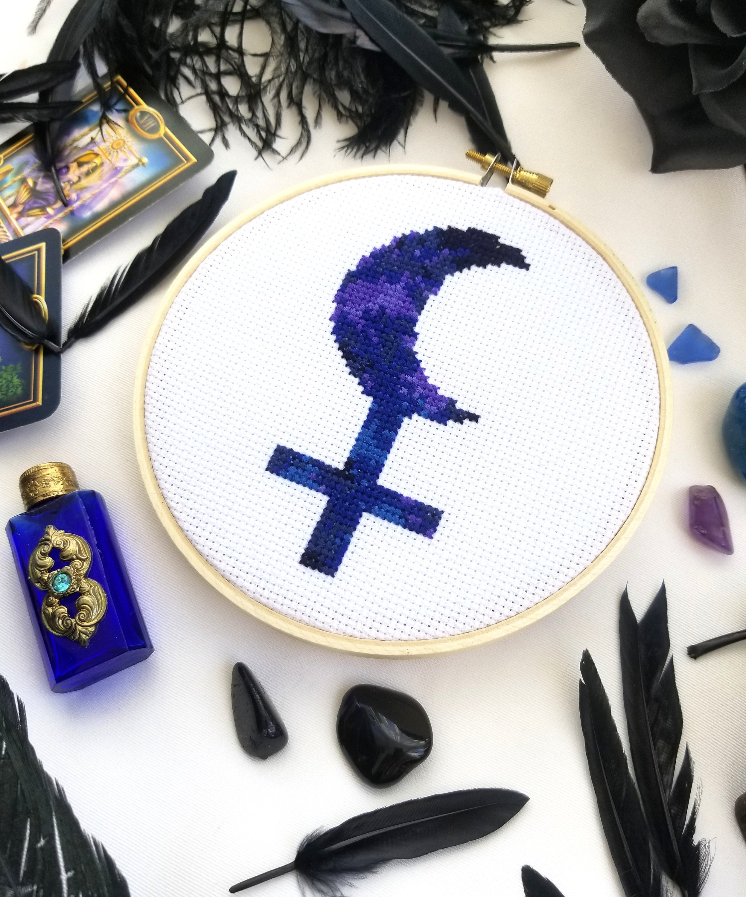 Black Moon Lilith PDF Pattern Cross Stitch Embroidery Wall - Etsy