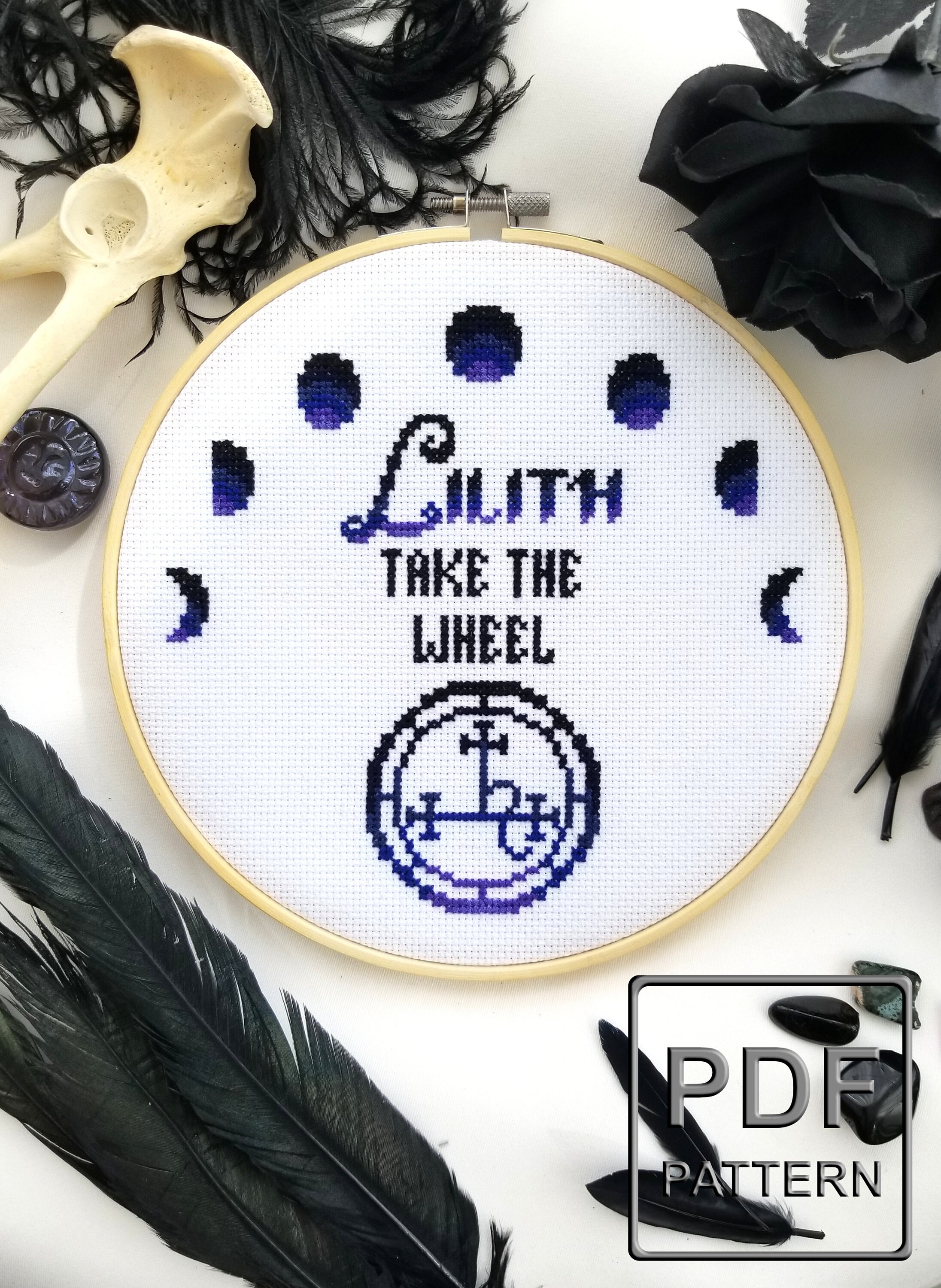 Lilith Take the Wheel PDF Pattern Cross Stitch Embroidery - Etsy