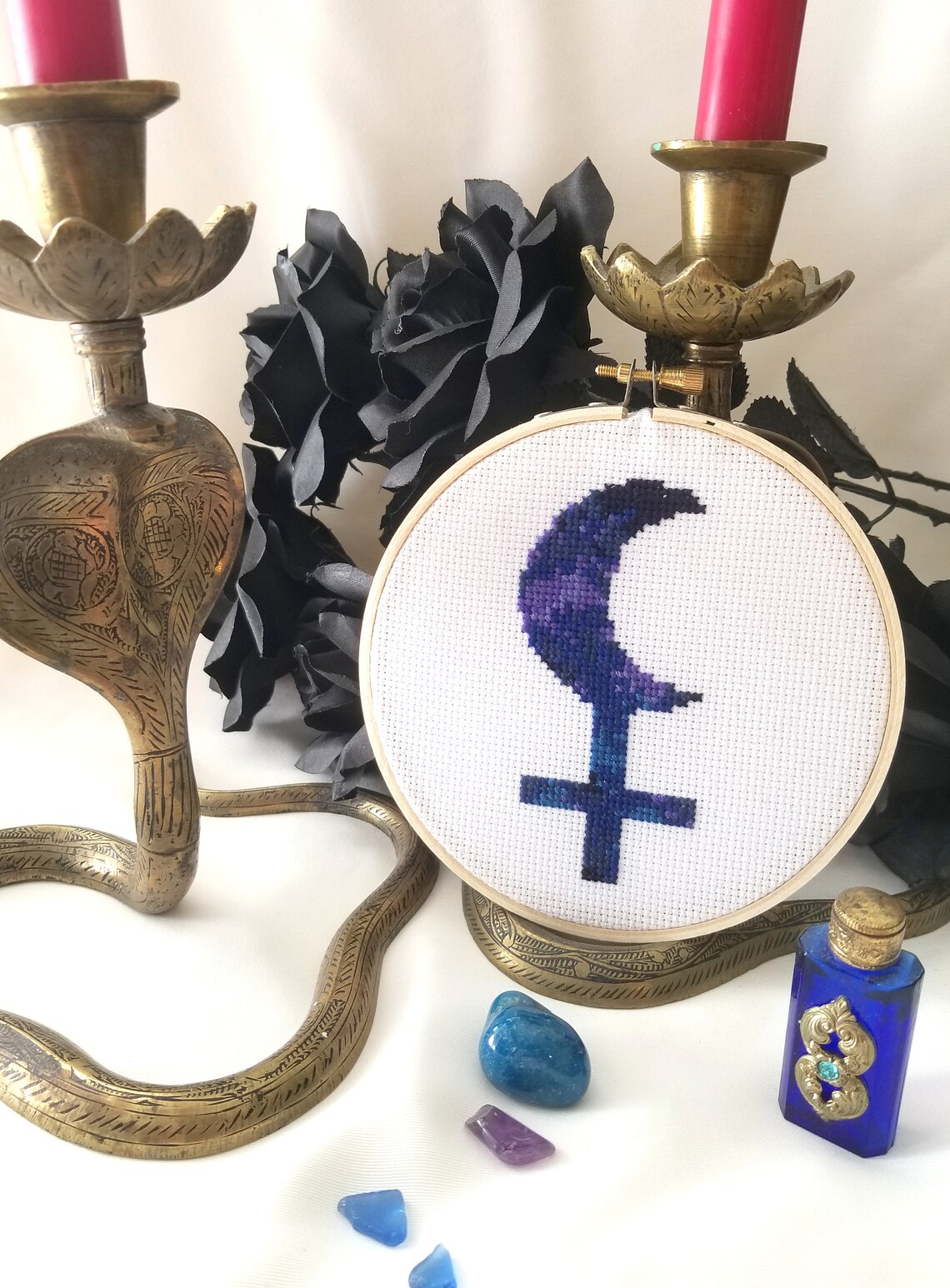Black Moon Lilith PDF Pattern Cross Stitch Embroidery Wall - Etsy