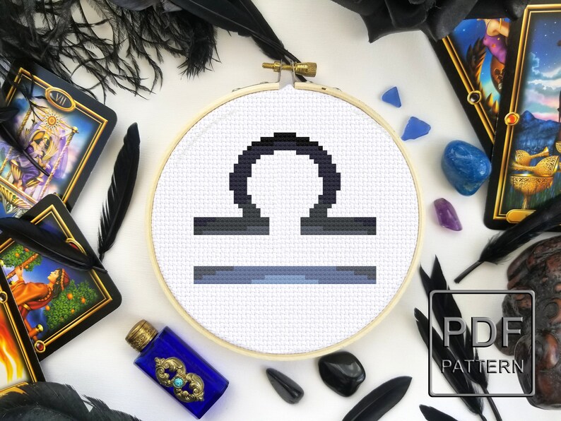 Libra, 12 Signs of the Zodiac PDF Pattern Cross Stitch, Embroidery ...