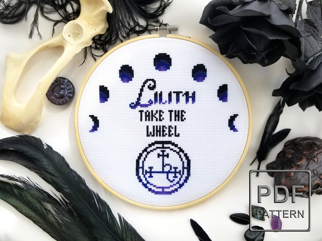 Lilith Take the Wheel - PDF Pattern Cross Stitch, Embroidery, Wall Art ...