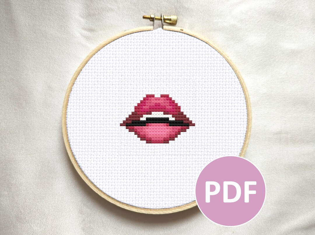 Emoji Lips - PDF Pattern Cross Stitch, Embroidery, Wall Art - Etsy
