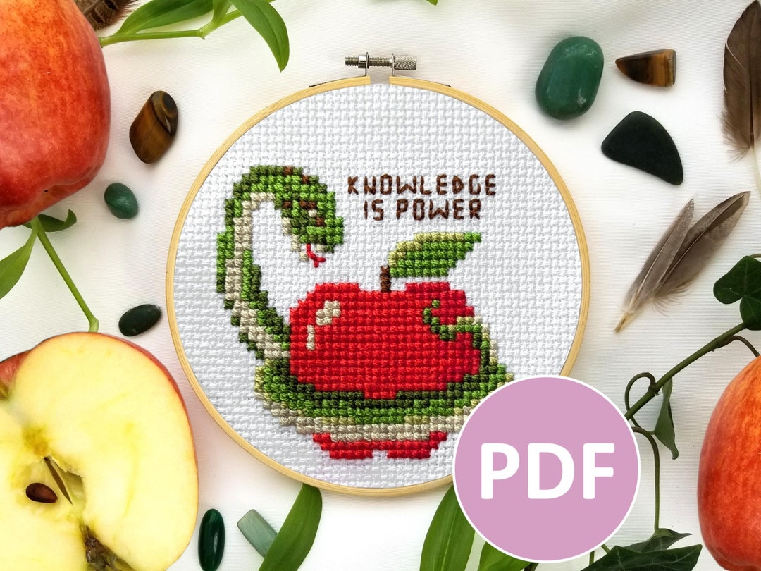 Knowledge is Power - PDF Pattern Cross Stitch, Embroidery, Wall Art - Etsy
