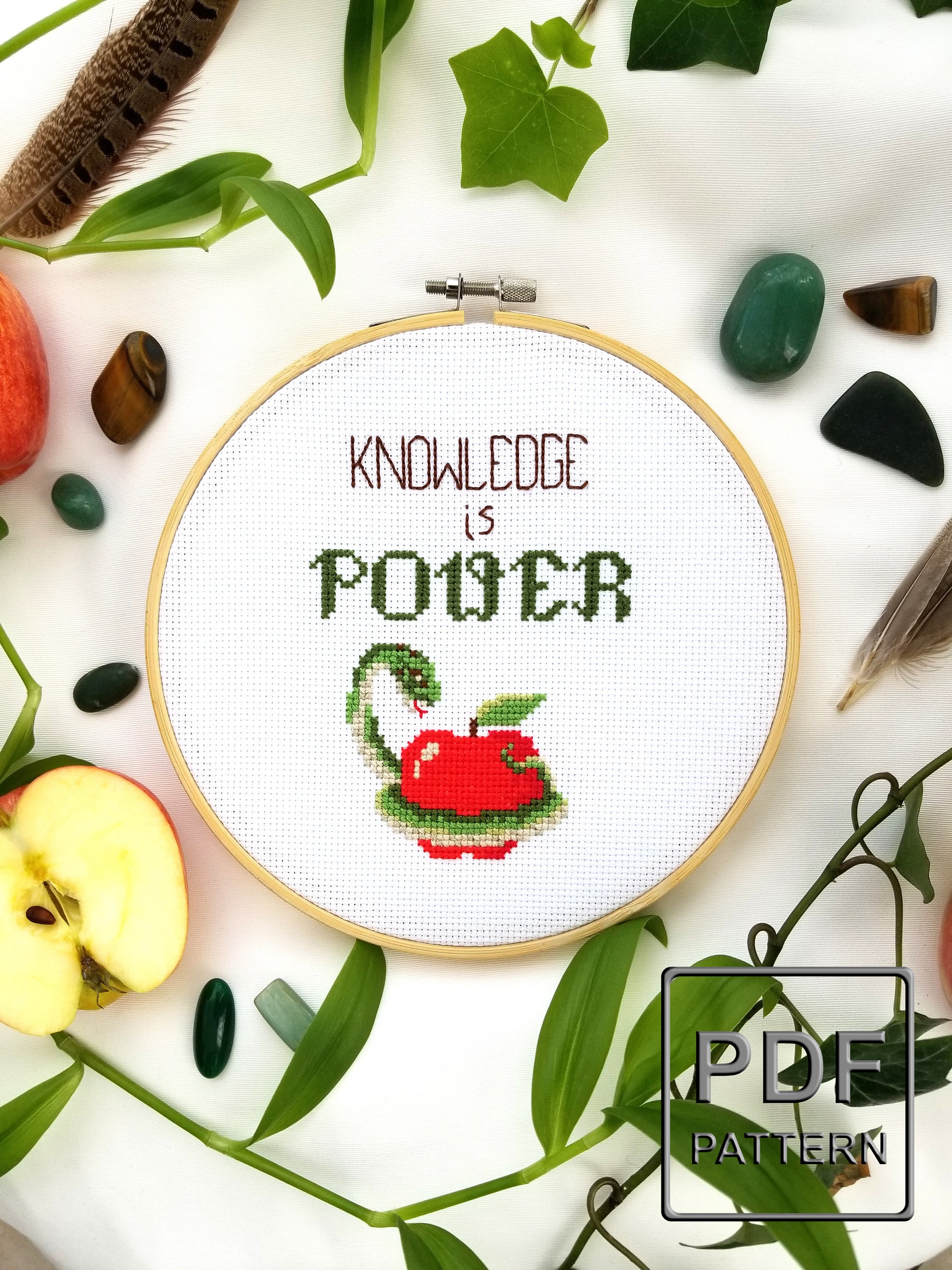 Knowledge is Power PDF Pattern Cross Stitch, Embroidery, Wall Art ...