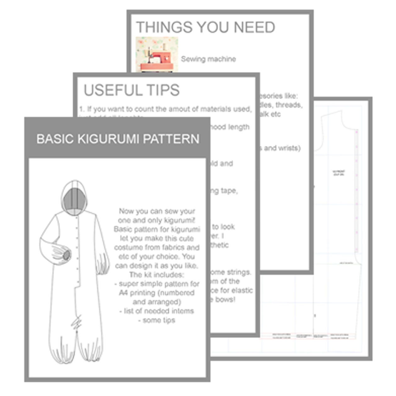 Pattern to Print in A4 S SIZE 150-158CM! Basic Kigurumi Proffesional ...