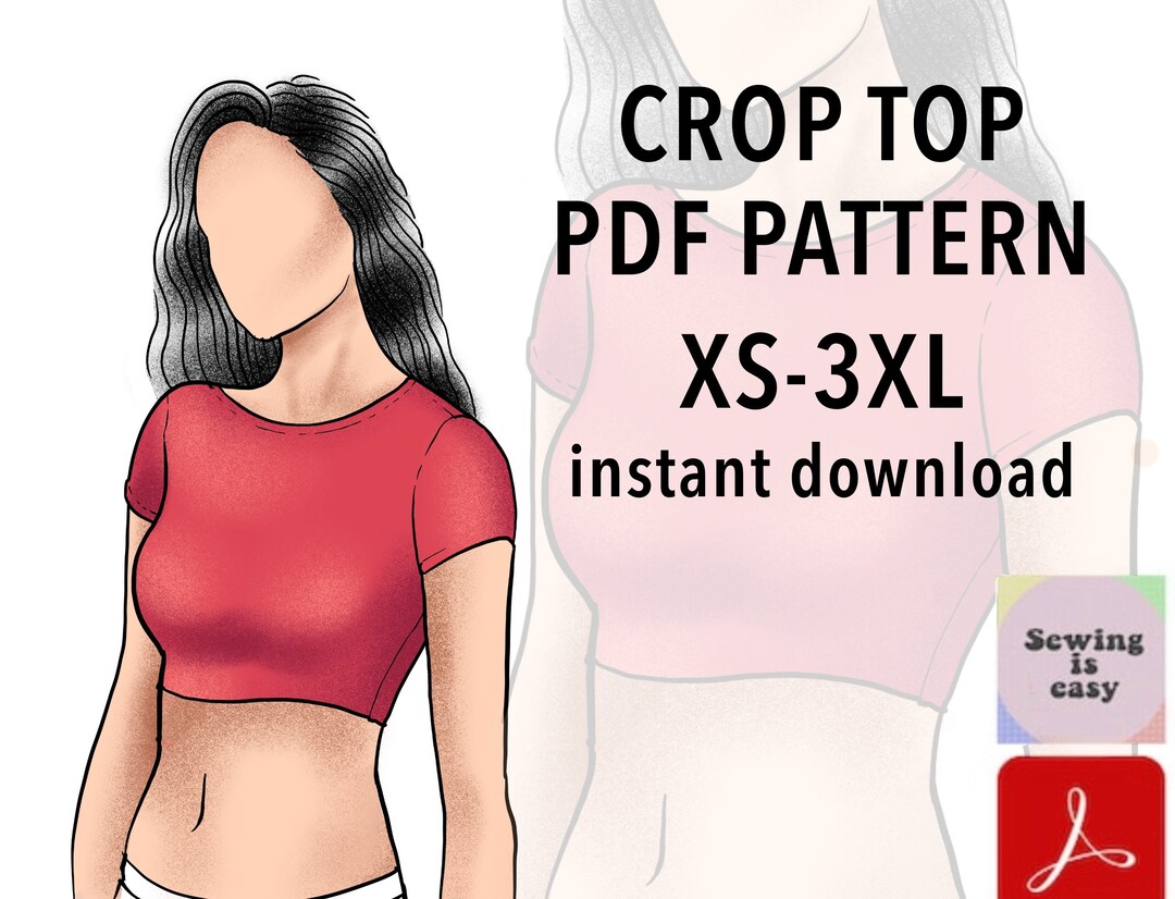 Crop Top PDF Pattern to Print Xs-xxl, Without Instruction - Etsy