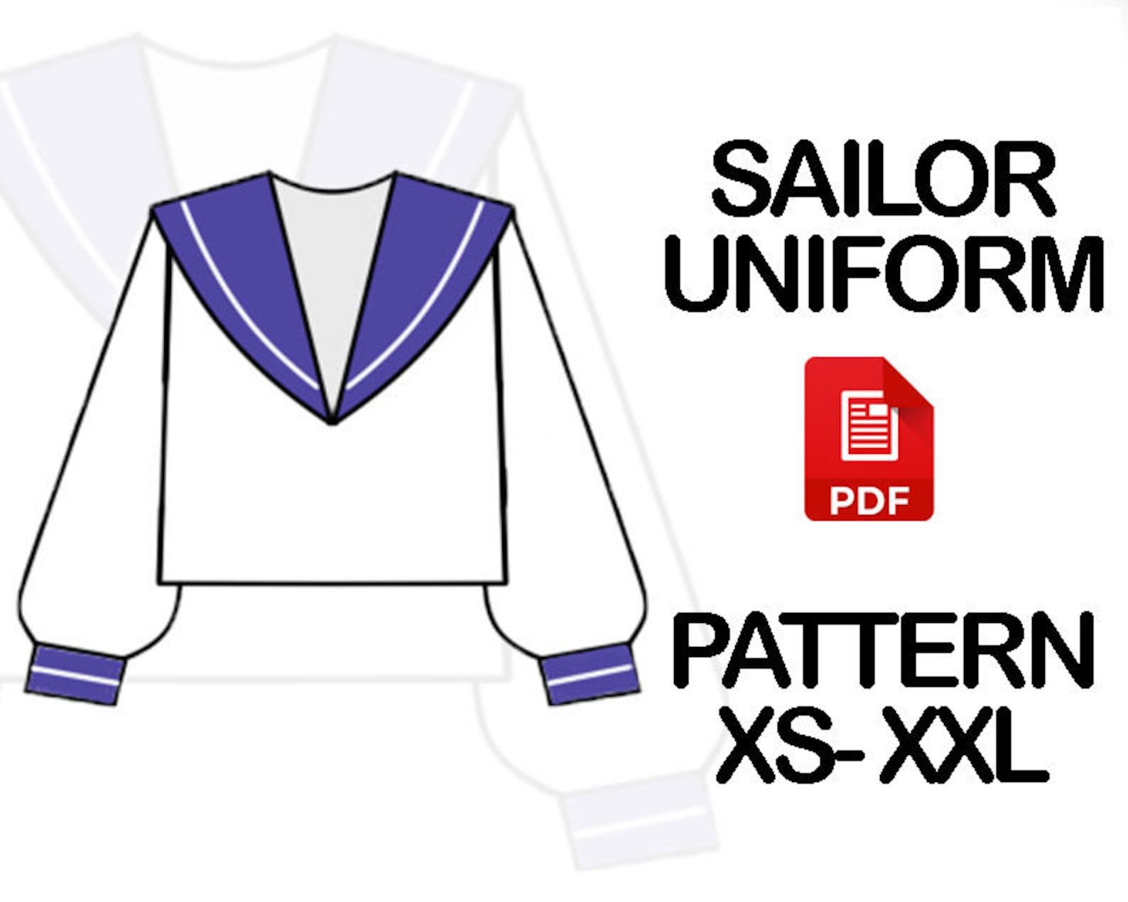 Sailor Uniform Cosplay Blouse PATTERN Without Instructions | Etsy