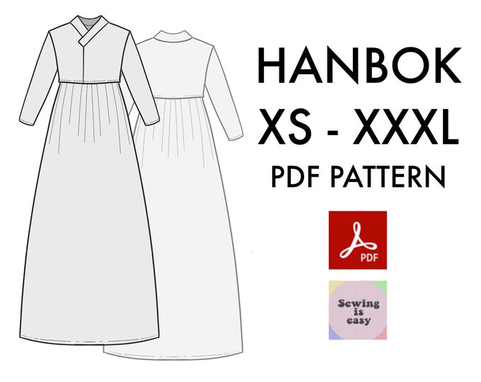 Napping Fabric Checked Pattern Modern Hanbok Dress in Navy & Beige ...