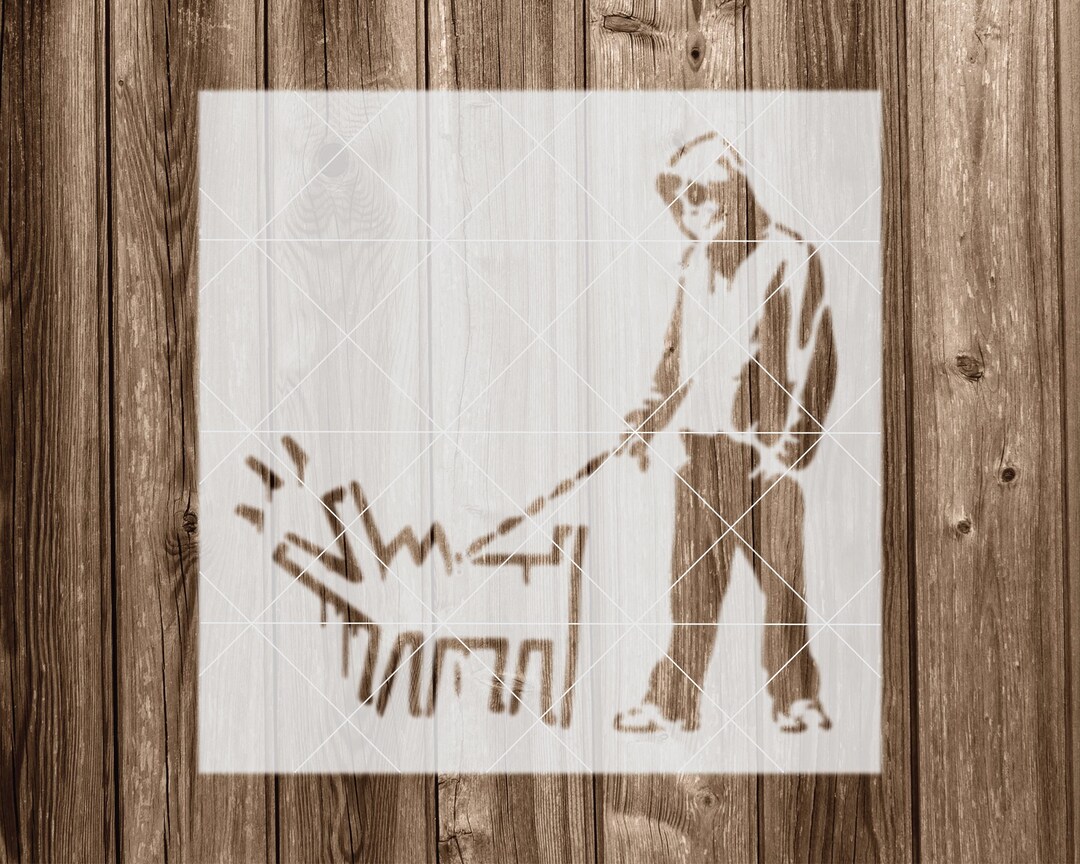 Banksy Dog Walker Stencil, Reusable Stencil for Painting, 2300 - Etsy