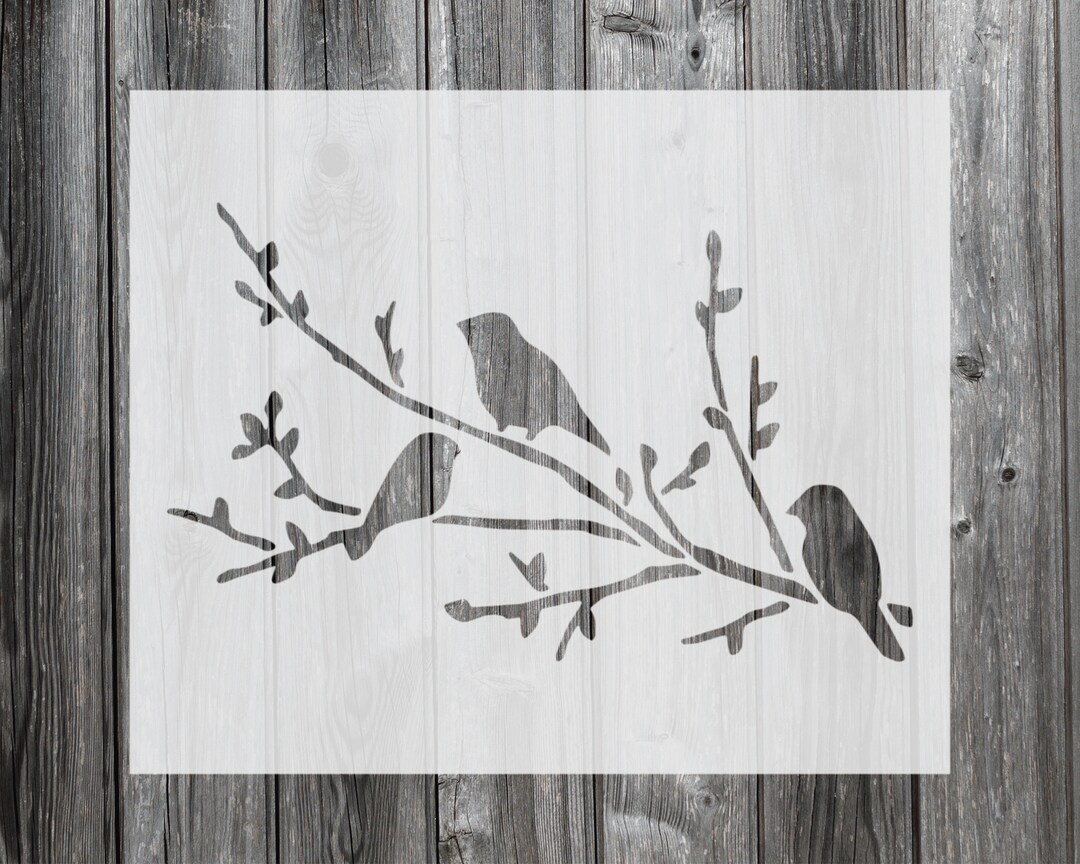 Birds on Tree Branch Stencil, Reusable Stencil for Painting, 382 - Etsy