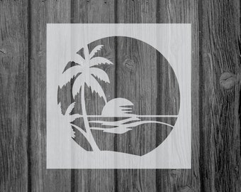 Sunset Beach Stencil Beach Stencils, Large Beach Stencil, Sunset ...