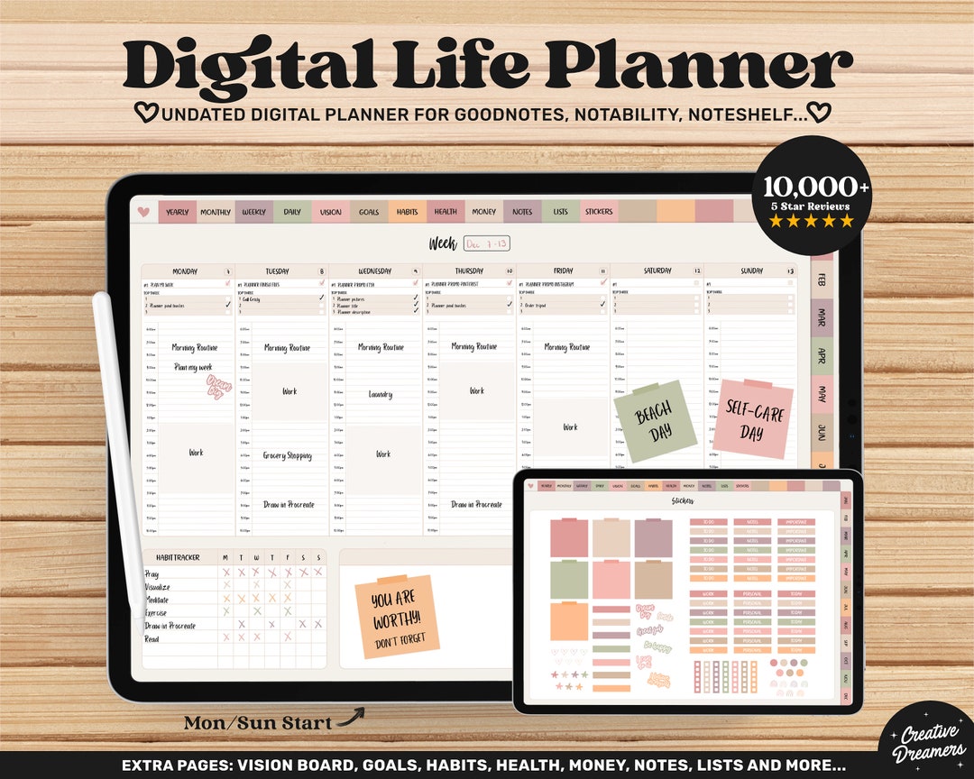 Digital Planner Ipad, Goodnotes Planner, Undated Digital Planner ...