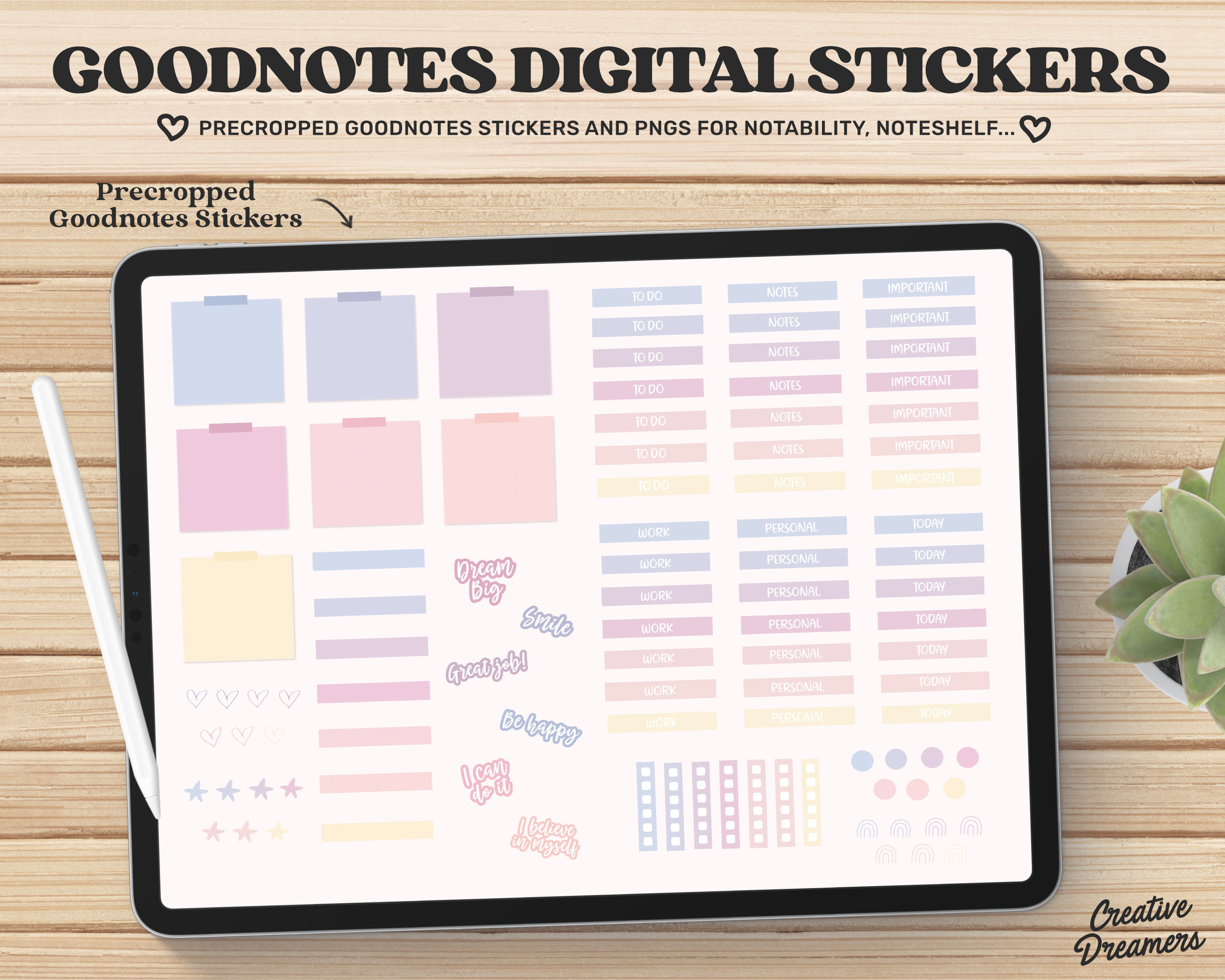 Goodnotes Stickers Digital Planner Stickers Precropped - Etsy
