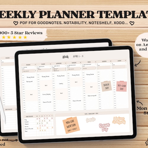Weekly Overview Digital Planner Template for Goodnotes Ipad - Etsy