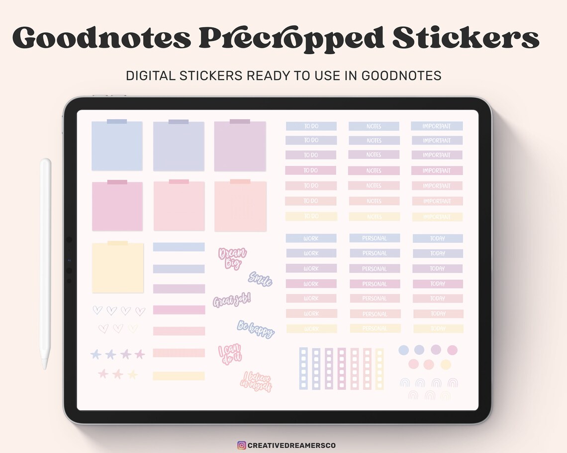 Goodnotes Stickers, Digital Planner Stickers Precropped, Digital ...