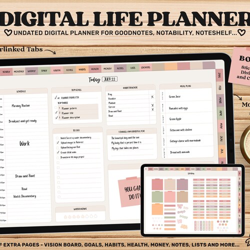Weekly Planner Goodnotes Template Undated Digital Planner - Etsy
