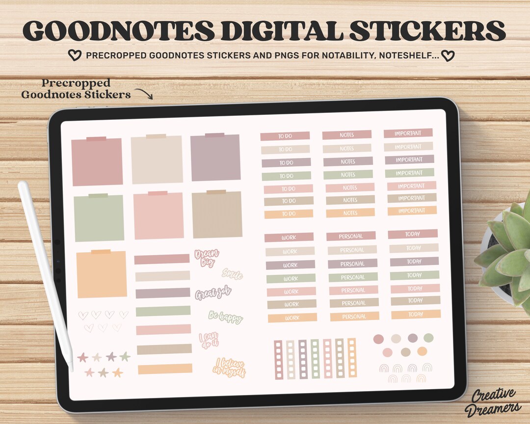 Goodnotes Digital Stickers, Boho Digital Stickers Precropped, Digital ...