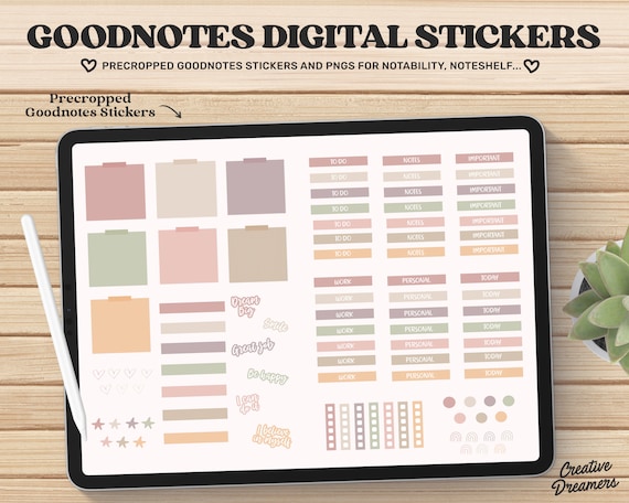 Goodnotes Digital Stickers Boho Digital Stickers Precropped - Etsy