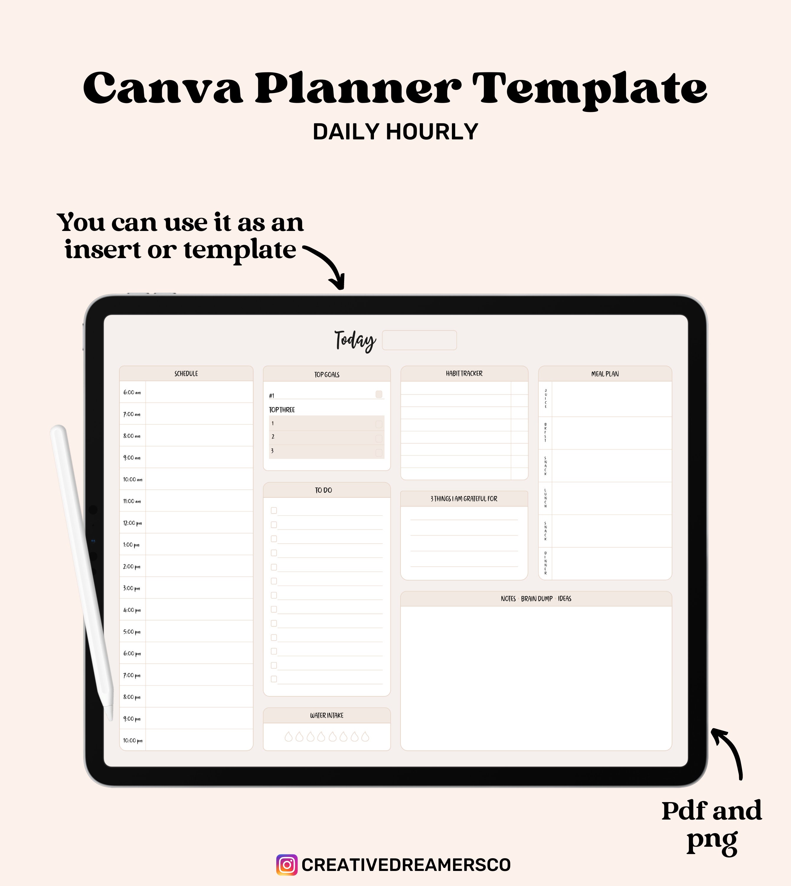 Daily Planner Goodnotes Template, Undated, Digital Planner Pdf, Hourly ...