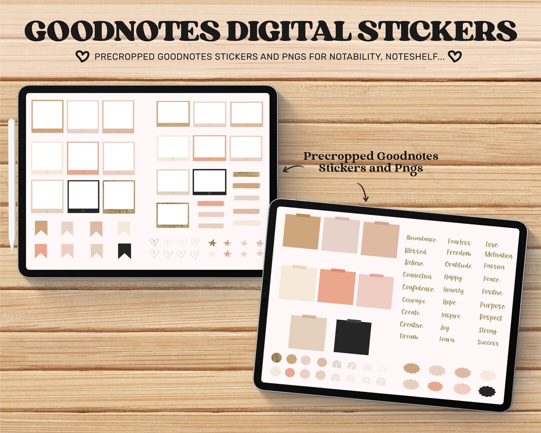 Vision Board Digital Stickers, Goodnotes Precropped Stickers, Digital ...