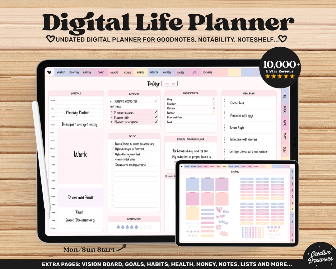 Cute Digital Planner Goodnotes Template Ipad, Undated Digital Life ...