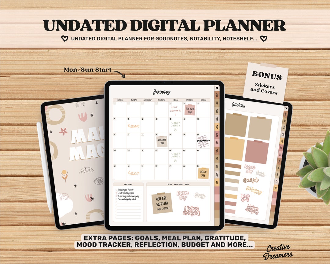 Goodnotes Planner Undated Digital Planner Digital Journal - Etsy UK