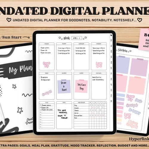 Weekly Planner Goodnotes Template Undated Digital Planner - Etsy