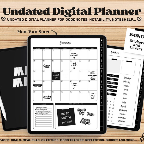 Undated Digital Planner - Etsy