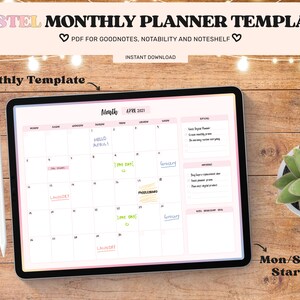 Monthly Planner Goodnotes Template Undated Monthly Planner | Etsy