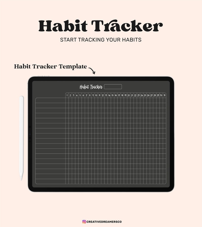 Digital Habit Tracker, Goodnotes Template, Digital Planners, iPad ...