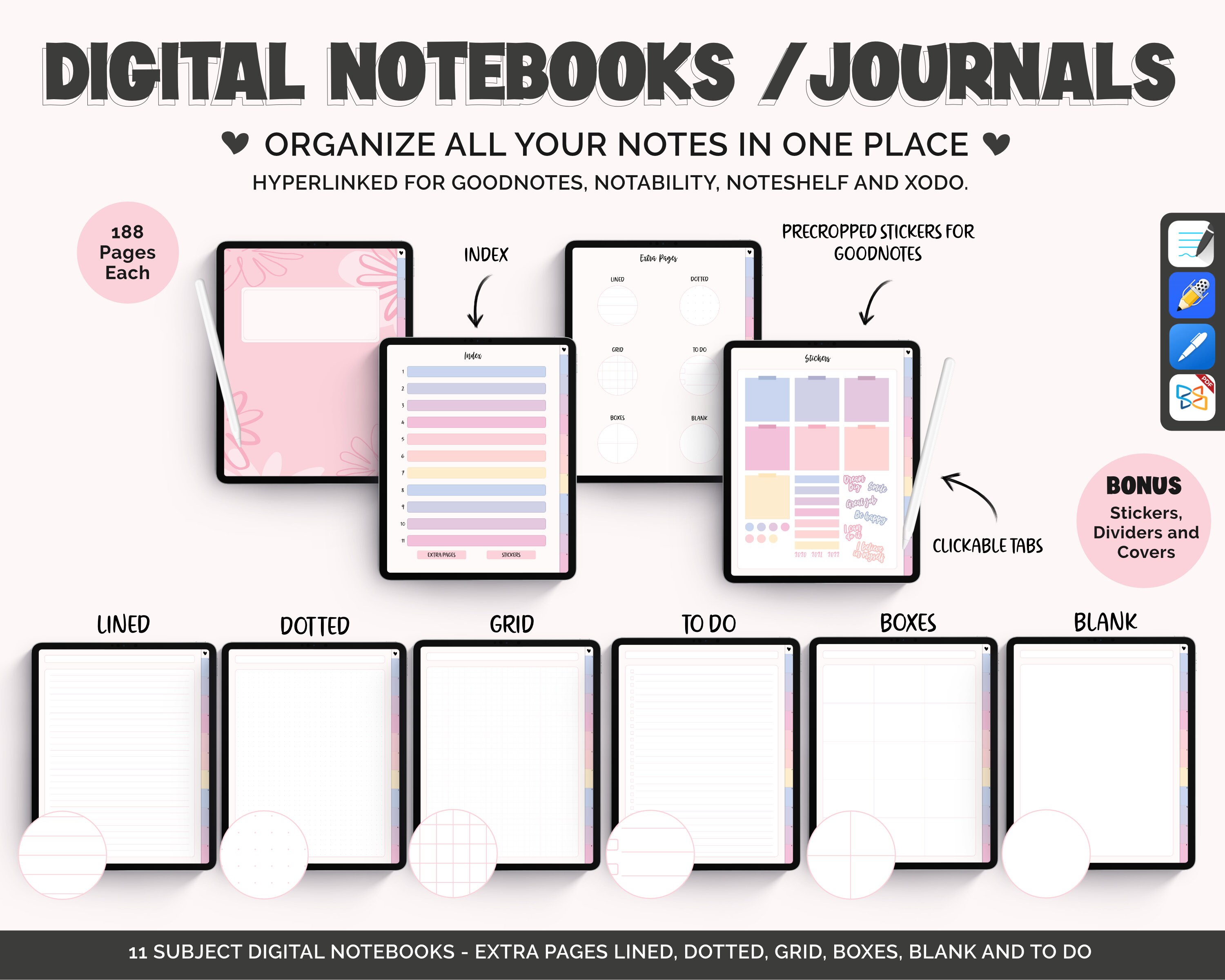 Digital Notebook Goodnotes Digital Journal Notability iPad | Etsy