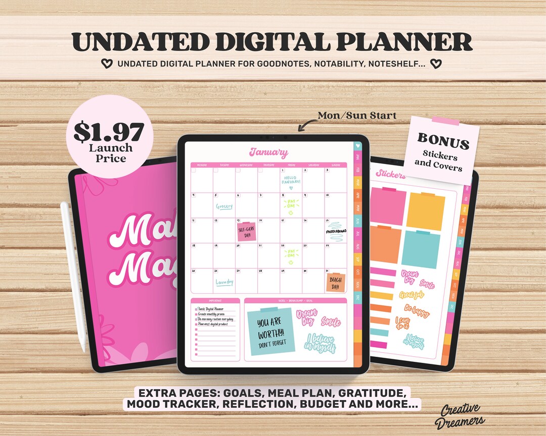 Digital Planner Template Goodnotes Planner Monthly Planner - Etsy