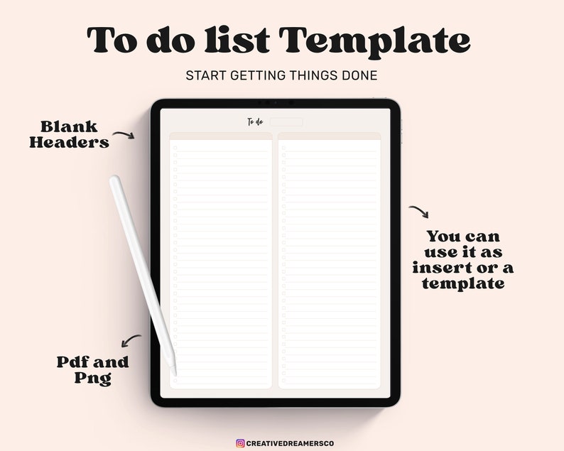 Digital To Do List Goodnotes Template Cute Ipad To do List Etsy UK
