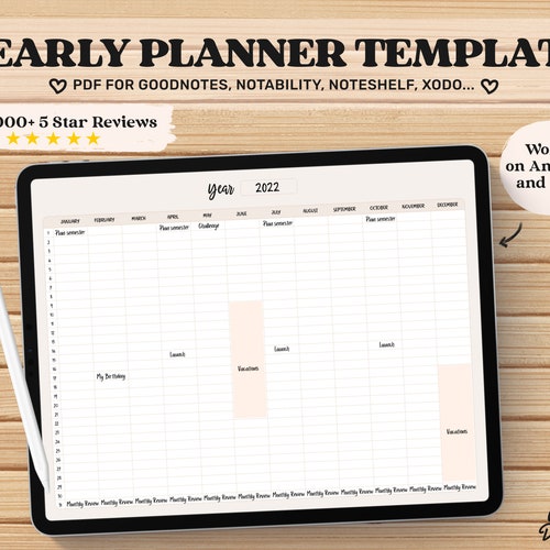 Digital Calendar Monthly Planner Goodnotes Template Undated - Etsy