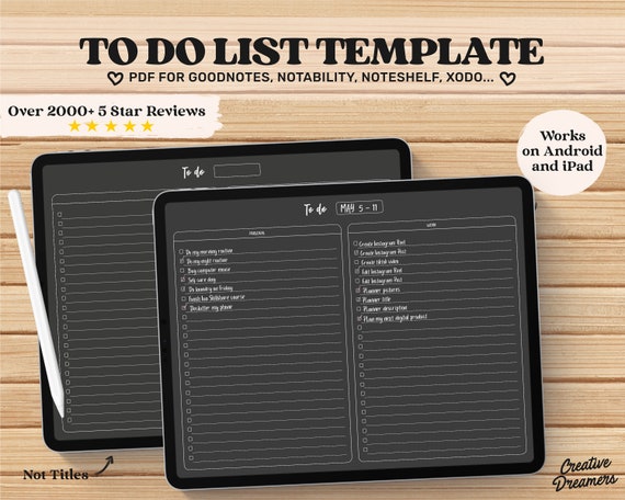 To Do List Goodnotes Template Digital to Do List Daily to Do - Etsy
