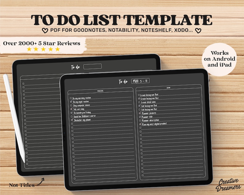 To Do List Goodnotes Template, Digital to Do List, Daily to Do List ...