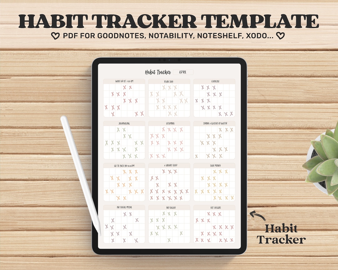 Habit Tracker PDF, Goodnotes Template, Cute Journal Tracker Pdf, iPad ...
