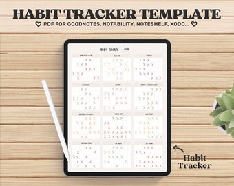 Goodnotes Template Habit Tracker PDF Digital Bullet Journal | Etsy