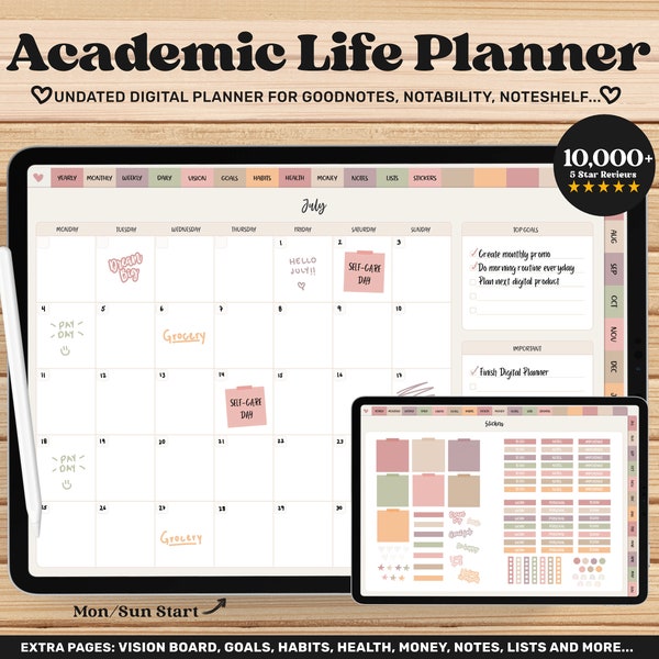 Undated Digital Planner - Etsy