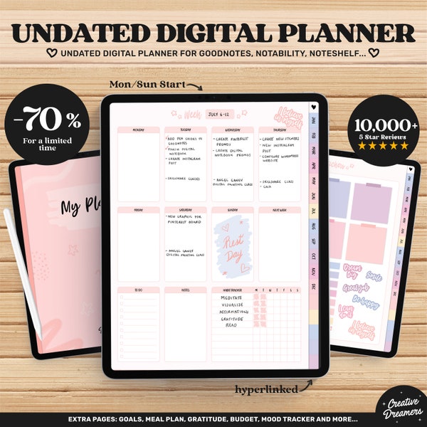 Undated Digital Planner - Etsy