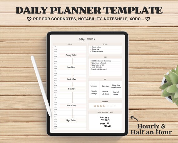Daily Planner Goodnotes Template Undated Digital Planner | Etsy
