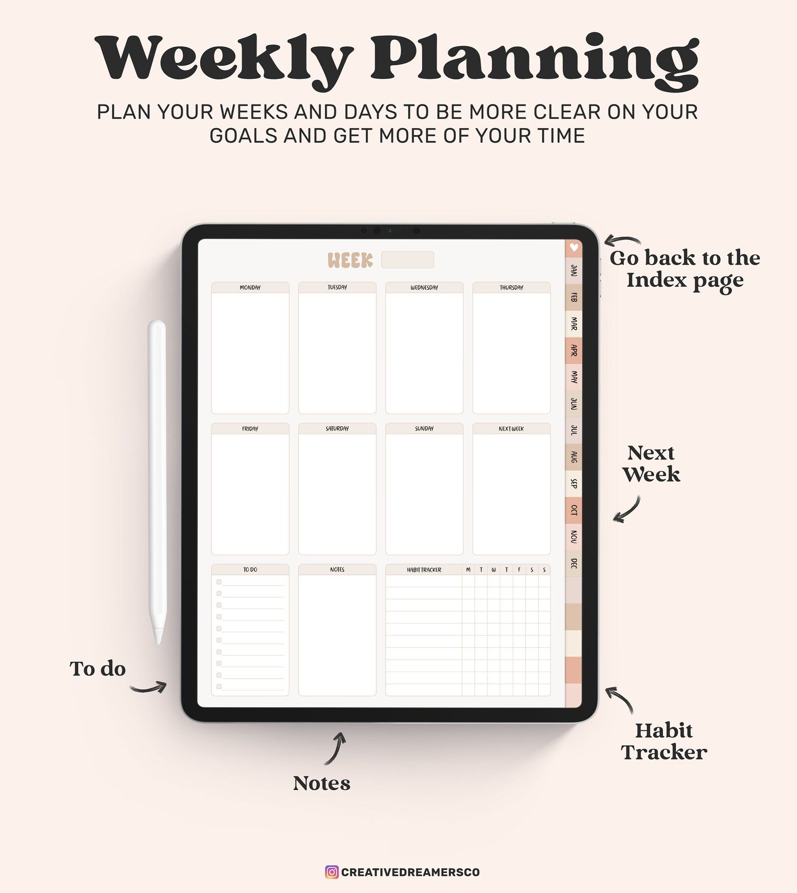 Boho Undated Goodnotes Planner, Weekly Digital Planner, Monthly Planner ...