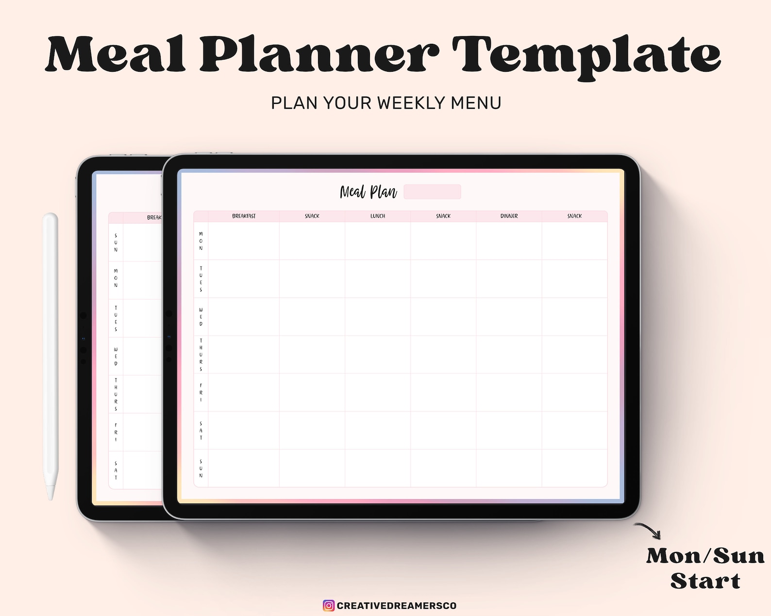 Meal Planner Goodnotes Template Undated Digital Planner Ipad - Etsy