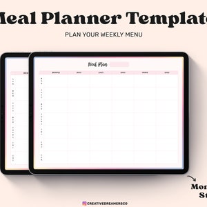 Meal Planner Goodnotes Template, Undated Digital Planner, iPad Pro ...