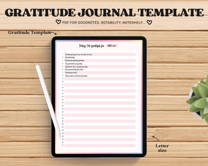 Digital Gratitude Journal Goodnotes Template Undated Digital - Etsy