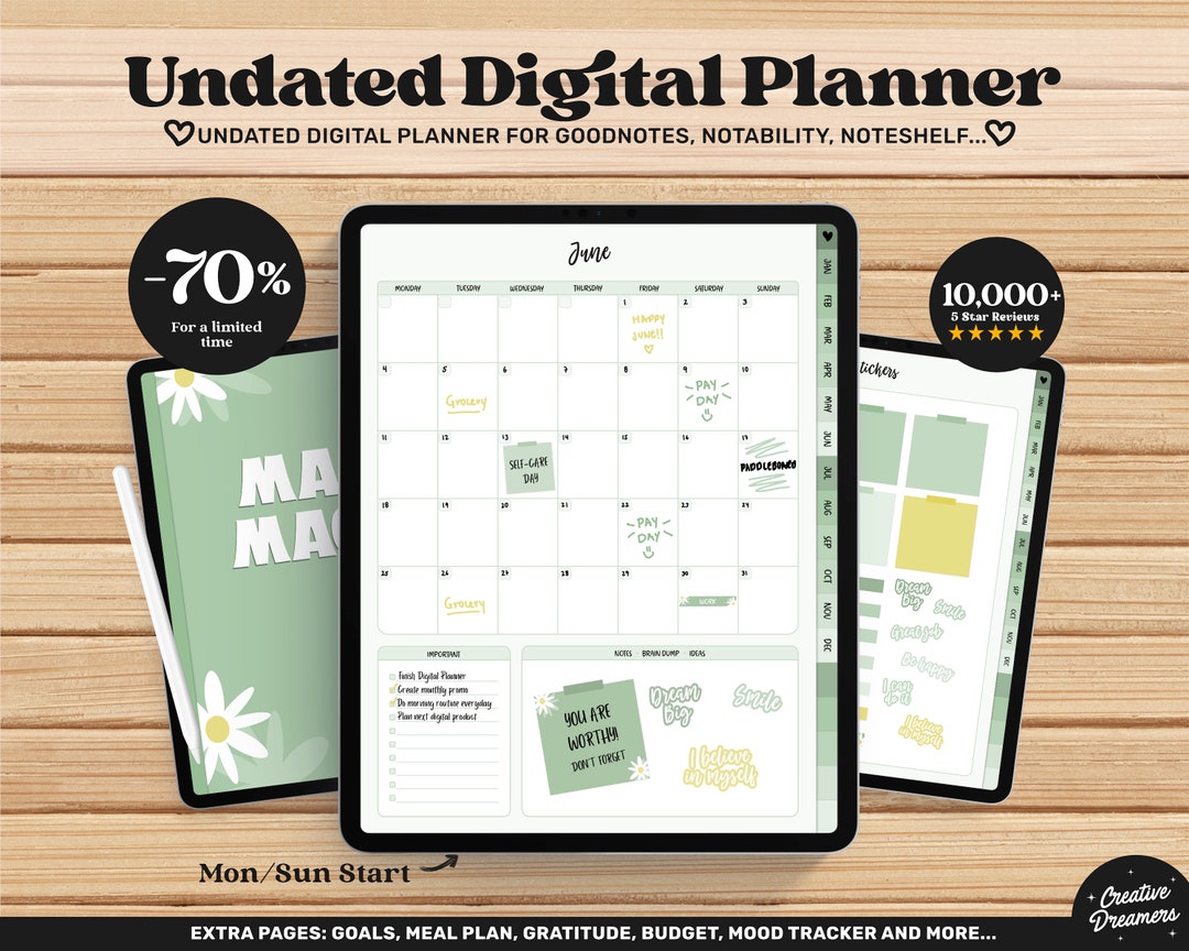 Goodnotes Planner, iPad Planner, Undated Digital Planner, Goodnotes ...