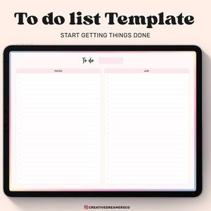 Digital to Do List Goodnotes Template, Cute to Do List Pdf, iPad to Do ...